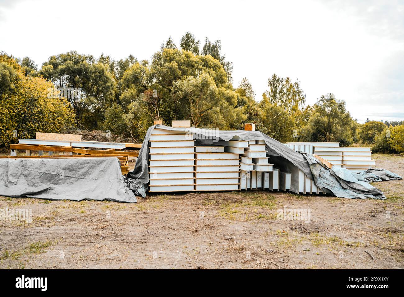 Building construction of wooden frame house made of SIP structural ...