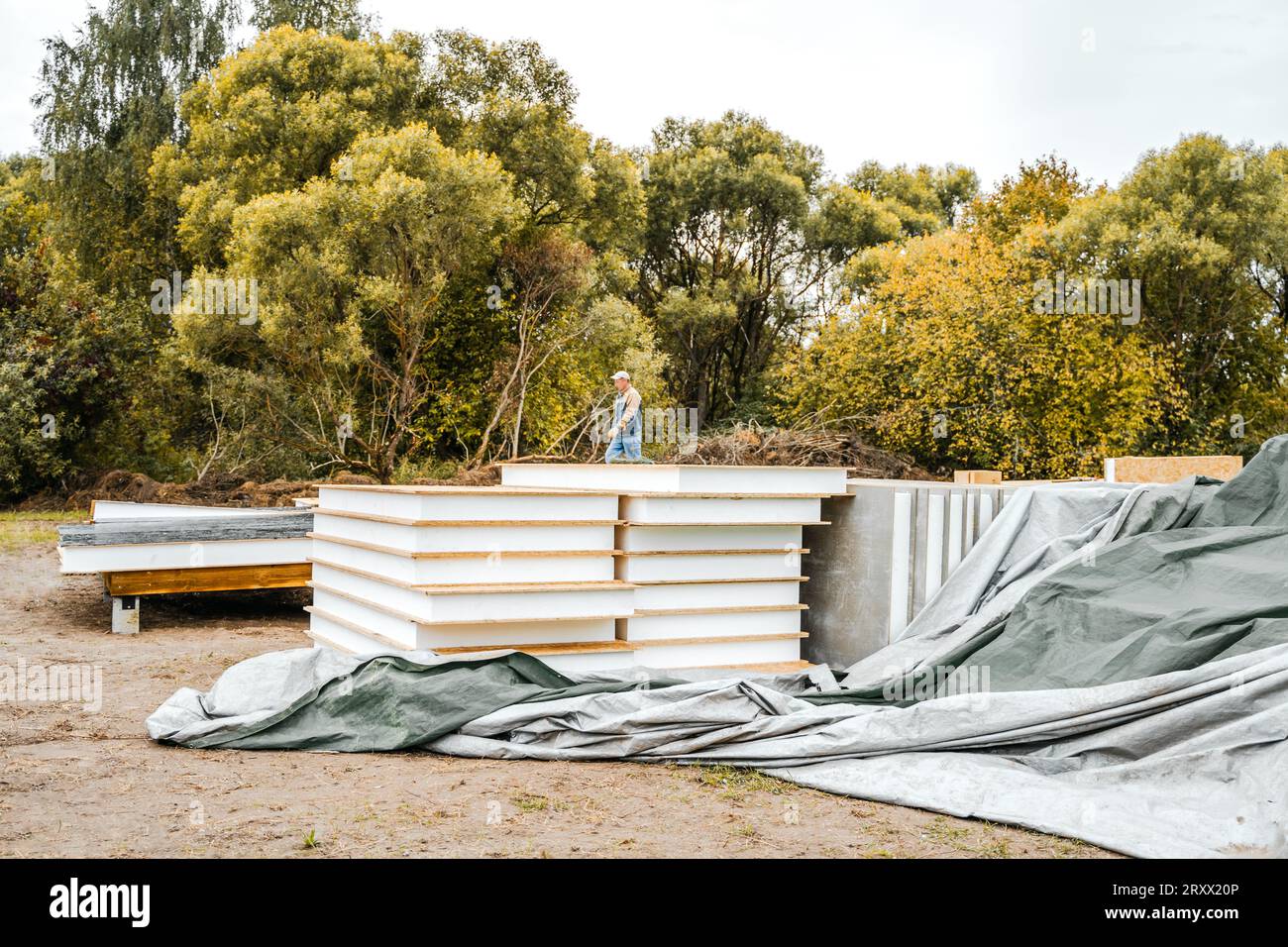Building construction of wooden frame house made of SIP structural ...