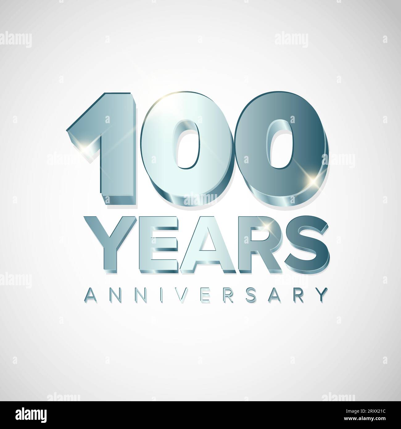 One hundred 100 years silver light metallic anniversary card template ...