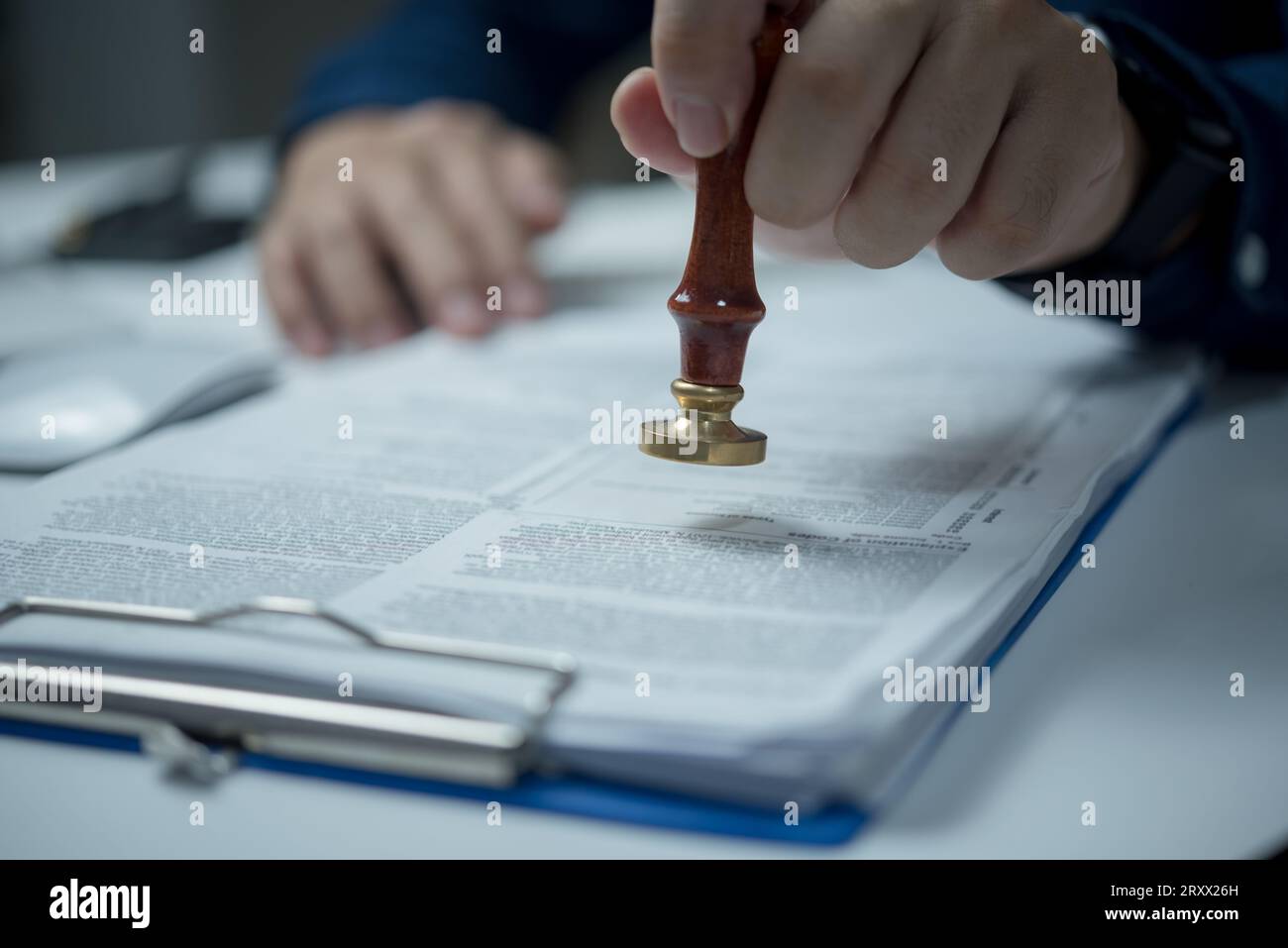 Hand stamping approved on certificate Document in notary law or ...