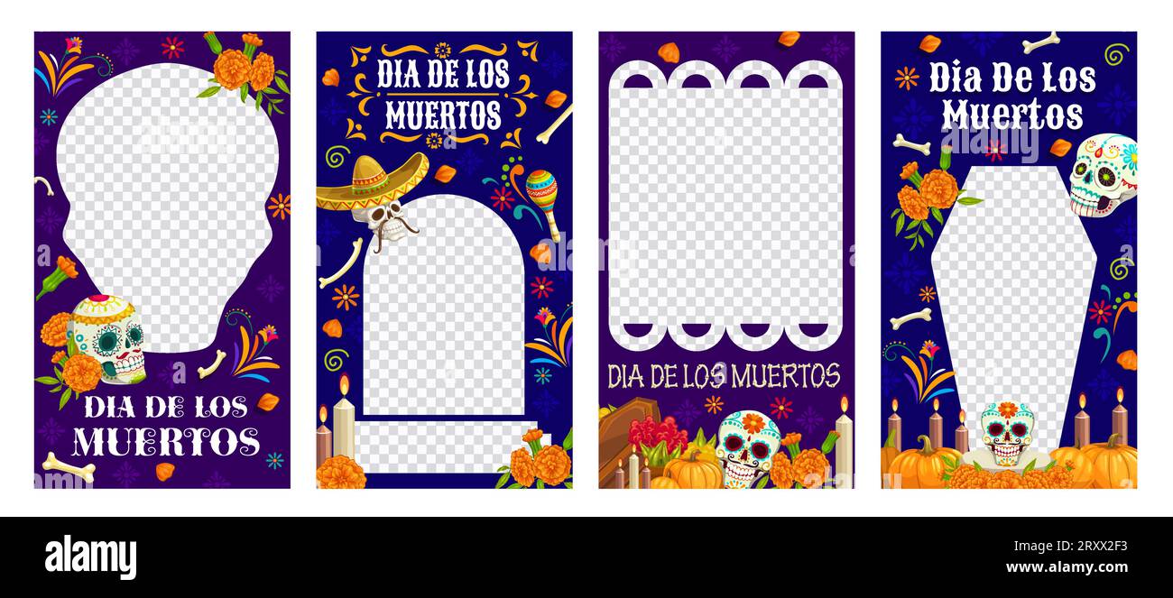Mexican Day of the Dead Dia De Los Muertos holiday social media banners ...