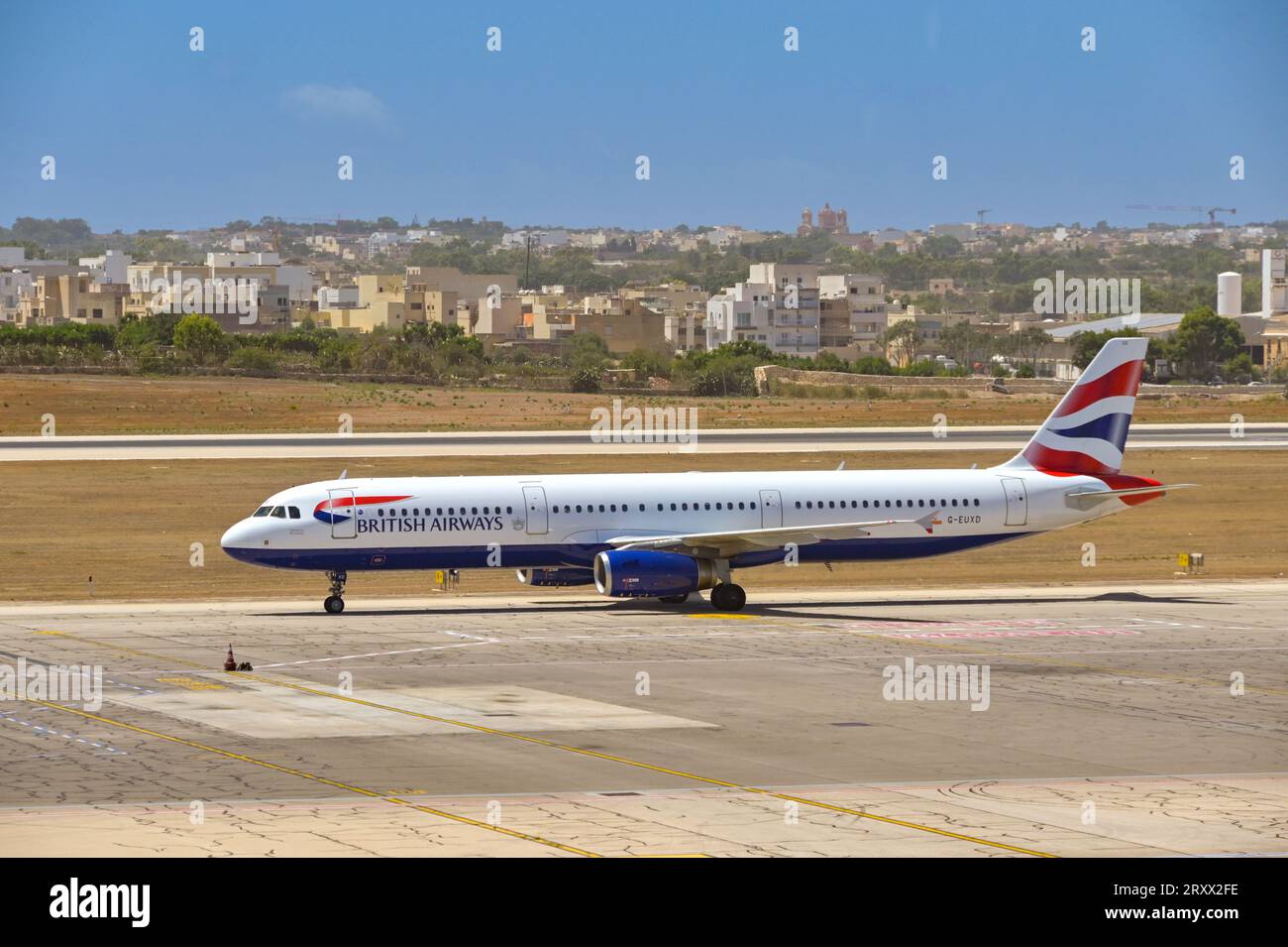 Luqa, Malta, UK - 1 August 2023: Airbus A321 jet (registration G-EUXD ...