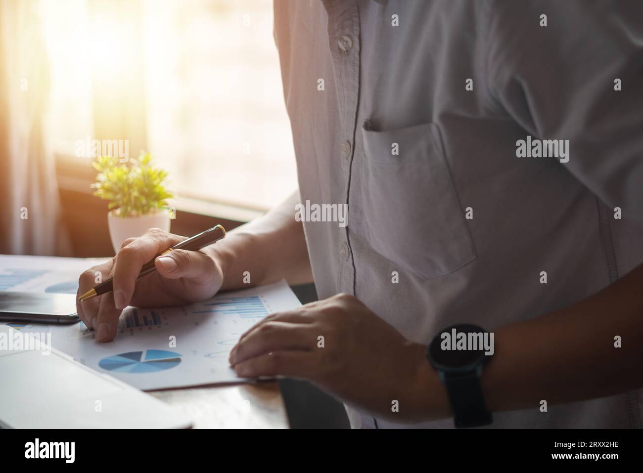 Businessperson report graph analysis marketing and paperwork chart ...