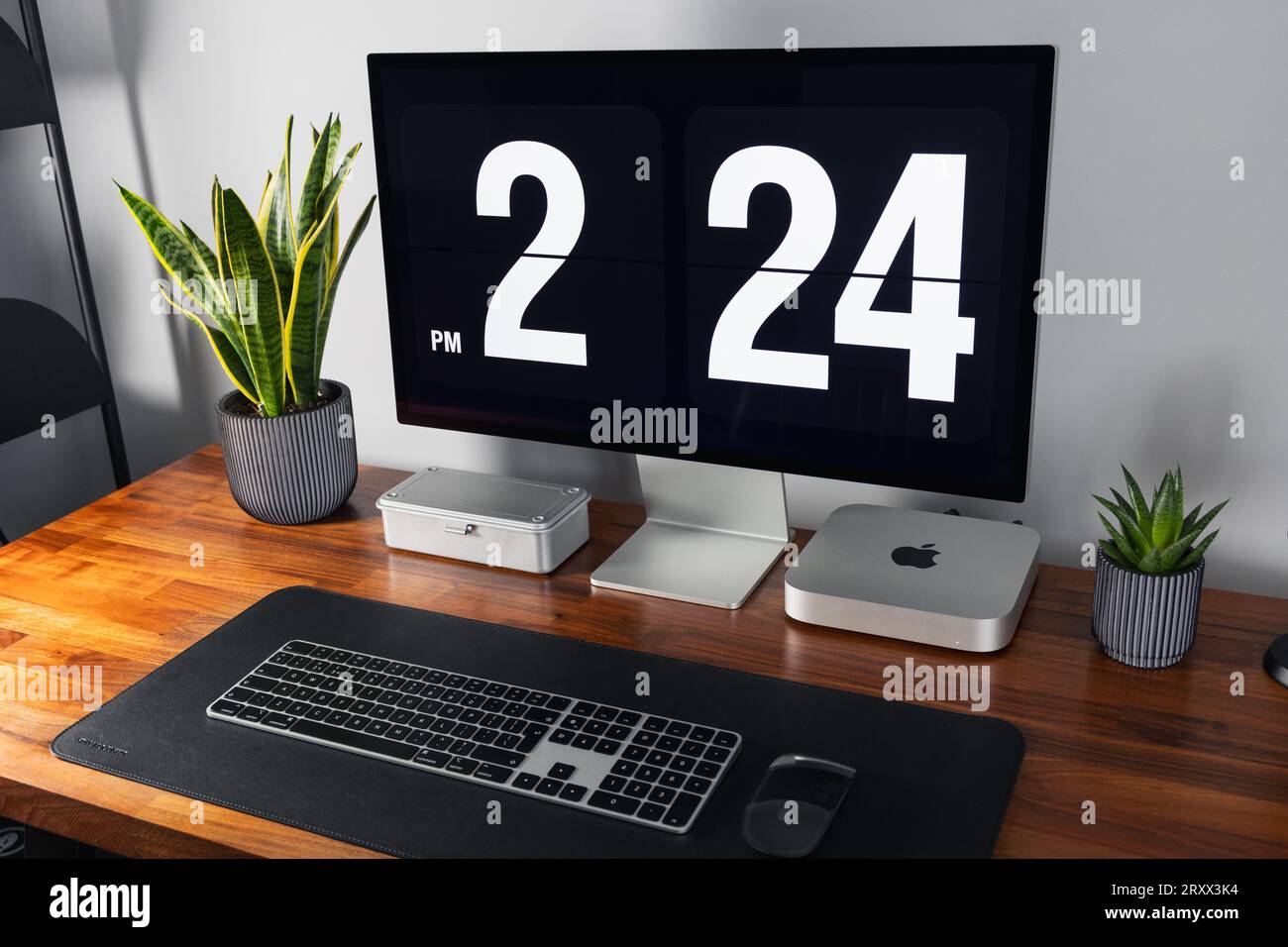 LONDON - SEPTEMBER 26, 2023: Minimal desk setup in modern home office ...