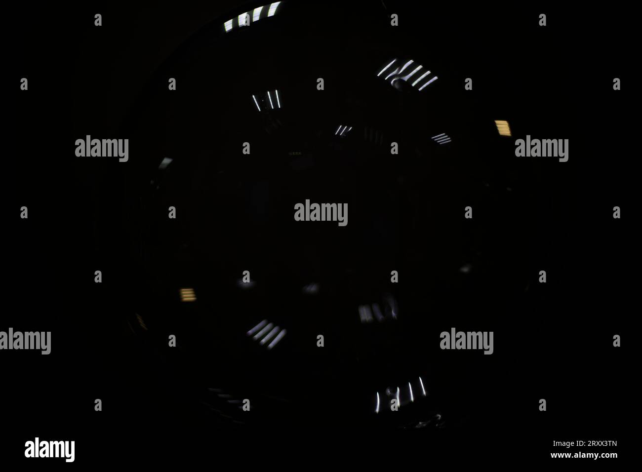 Reflection in dark. Weak light source. Transparent plastic on black ...