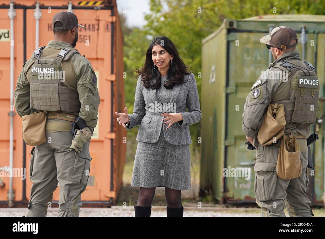 Home Secretary Suella Braverman talks with Drug Enforcement Agents ...