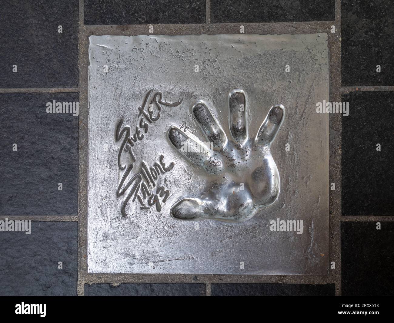 The handprint from famous American actor, screenwriter, director, and ...
