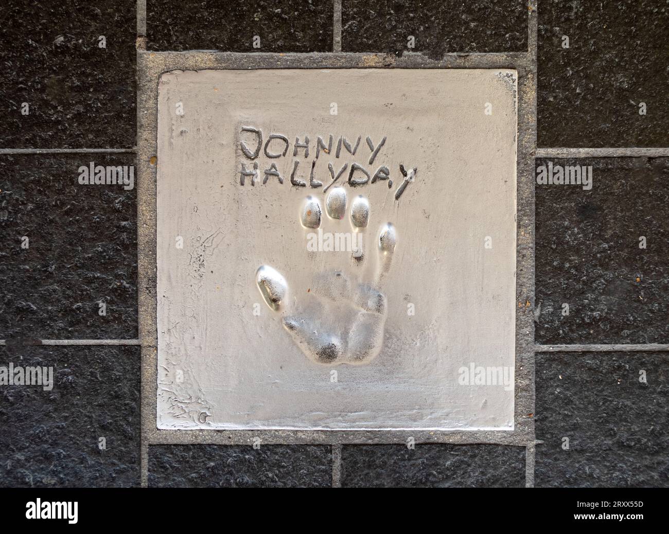 The handprint from famous French singer and actor Johnny Hallyday set ...