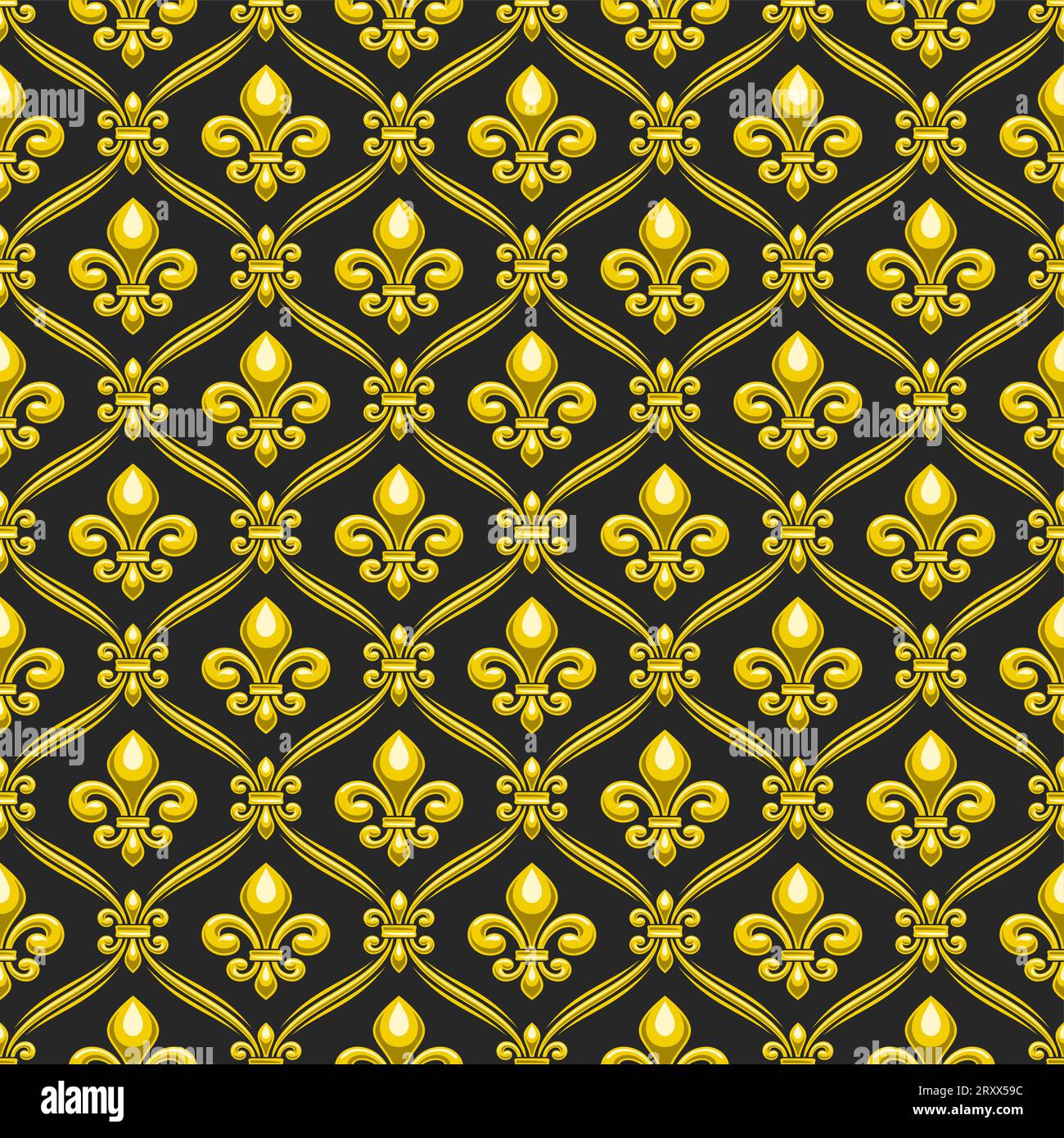 Vector Fleur de Lis Seamless Pattern, square repeat background with ...