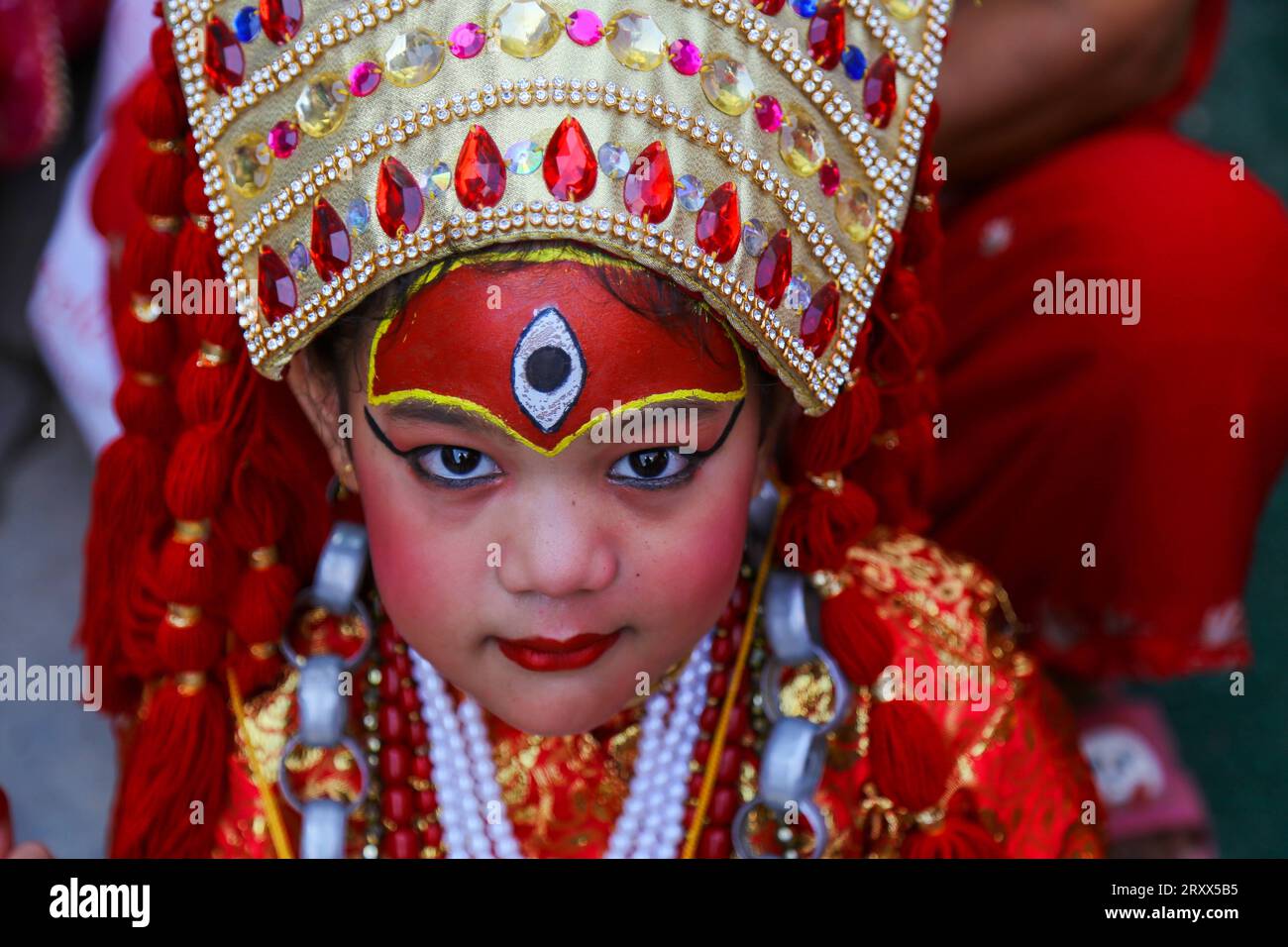 Kumari Pooja In Nepal A Pre Pubescent Nepali Girl Poses For A Photo As She Attends The Mass 2035