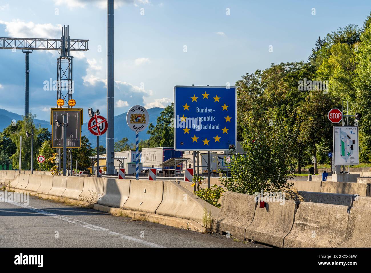 Austria - 23 September 2023: Border between Austria and Germany, border ...