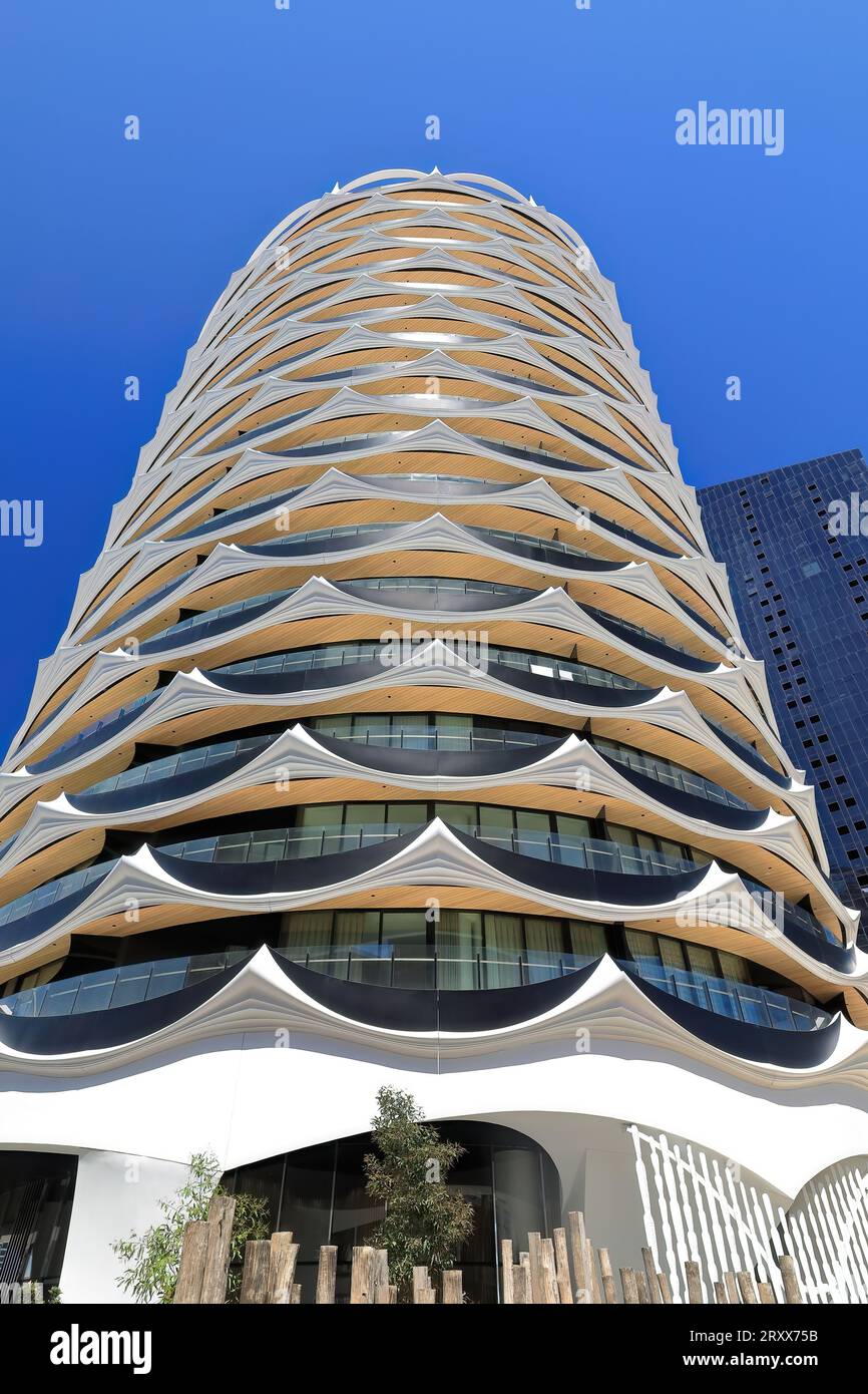 961 White curved facade of a residential tower in the NewQuay Central ...