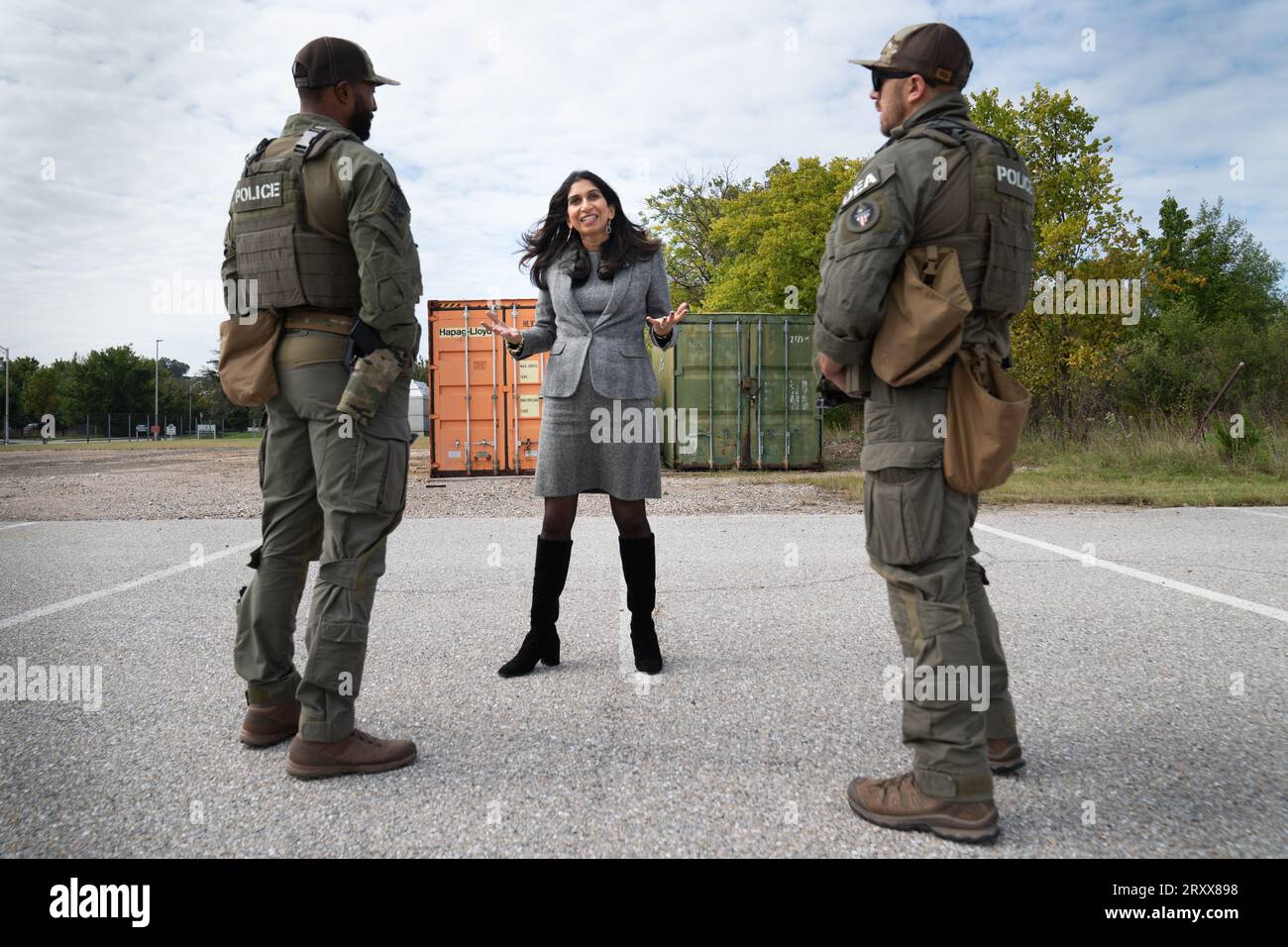Home Secretary Suella Braverman talks to Drug Enforcement Agents during ...