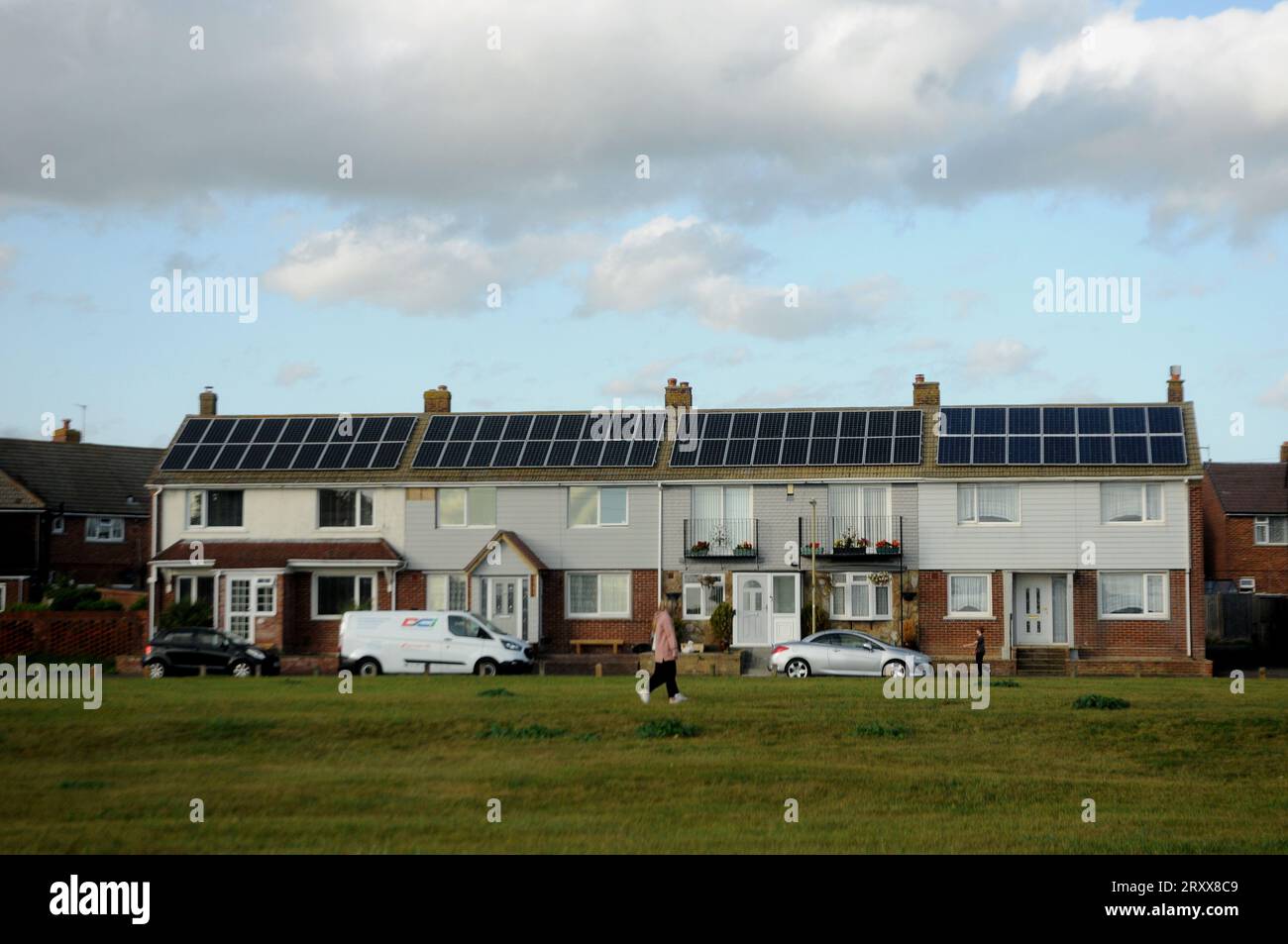ENGLAND COASTAL PATH, SOLAR PANELS ON ROOFS, FAREHAM CREEK ,PORTCHESTER ...