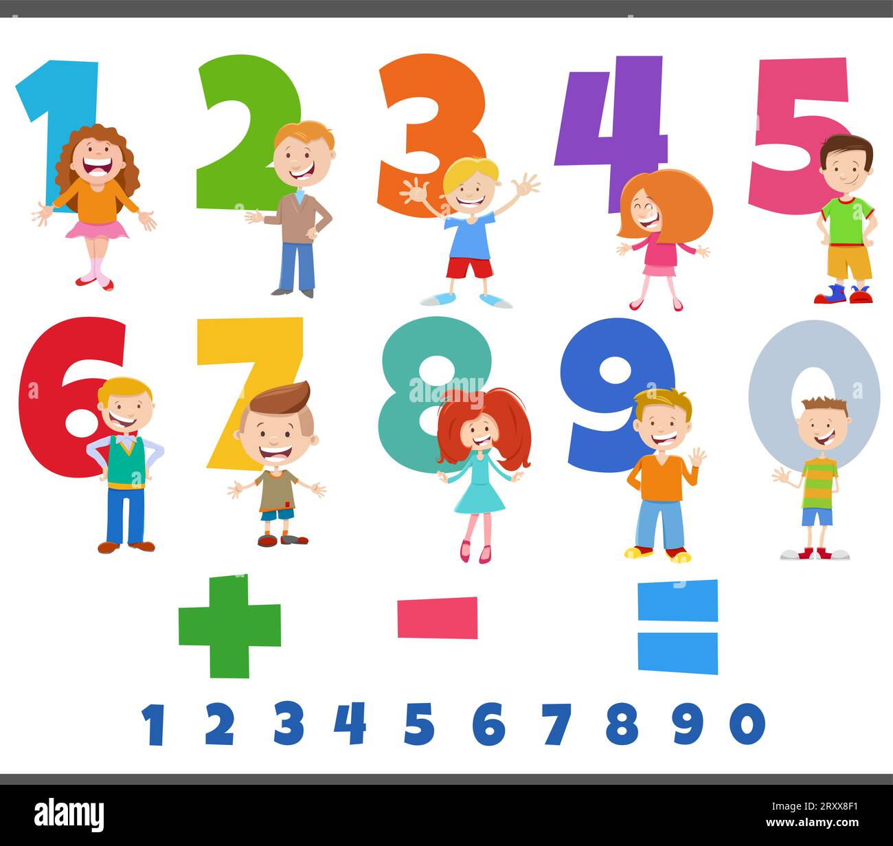 Cartoon illustration of educational numbers set from one to nine with ...
