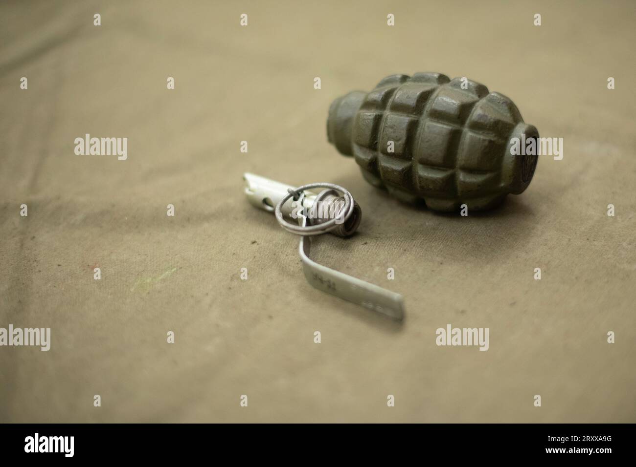 Hand grenade. Training weapons. Explosives in training. Combat Item ...