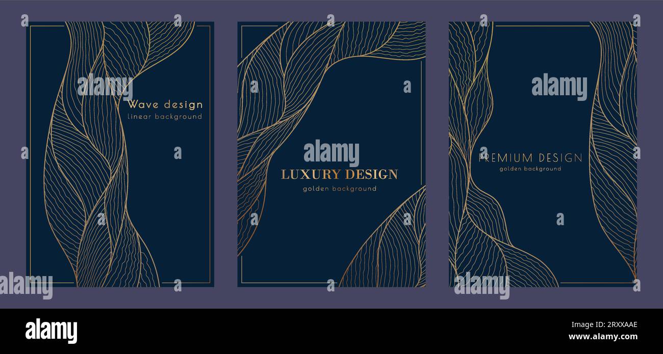 A pattern of wavy lines. Luxurious abstract background. Golden wave ...