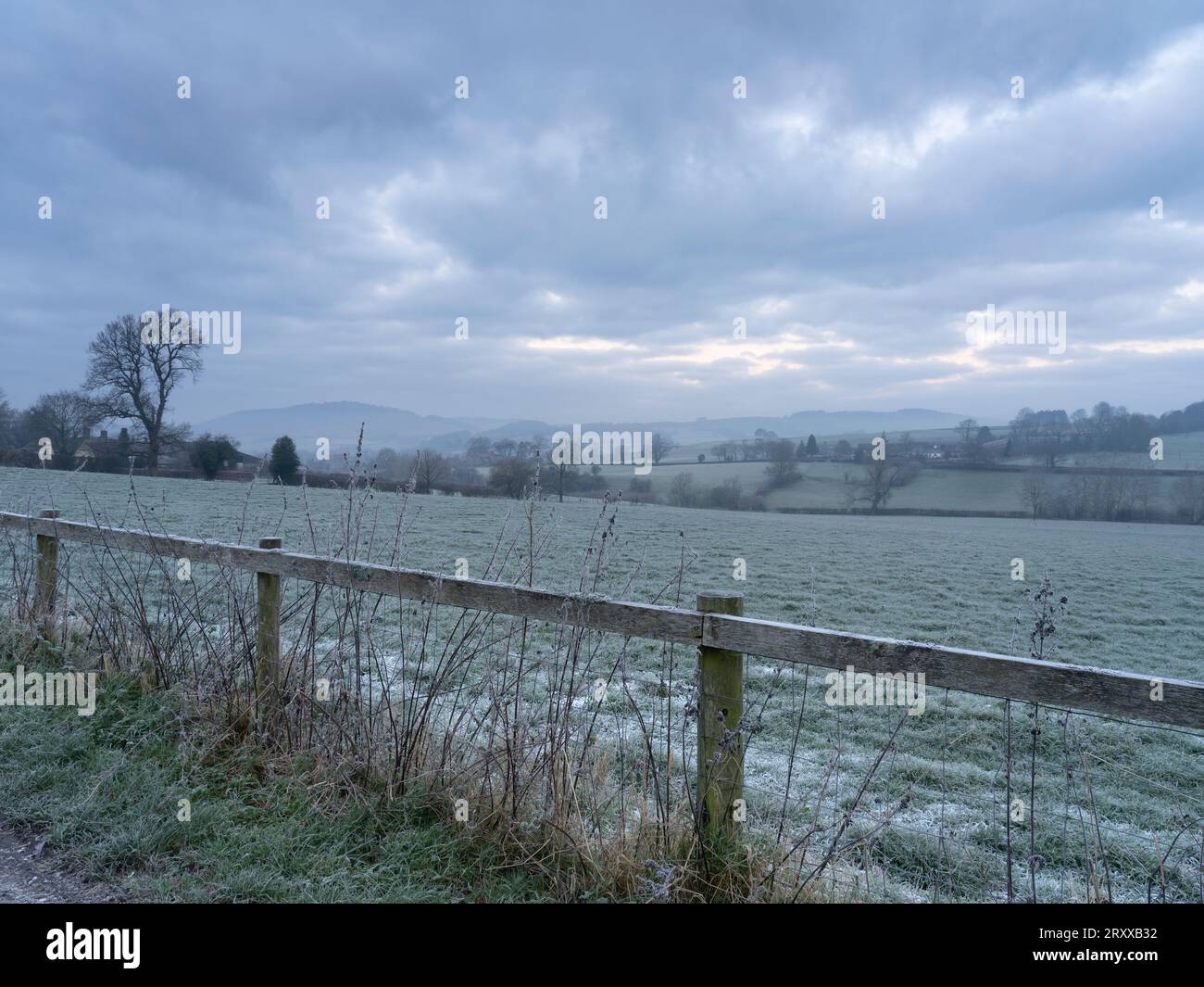 The Clun Valley viewed from the top of View Edge, Onibury, Shropshire ...