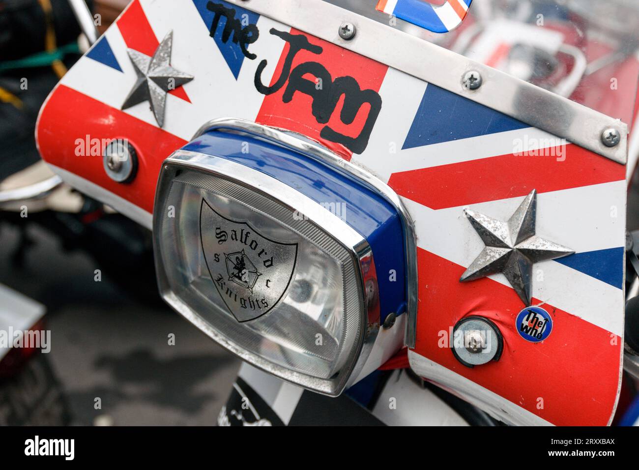 Customised scooter with The Jam logo. Ribble Valley Scooter Rally 2023 ...