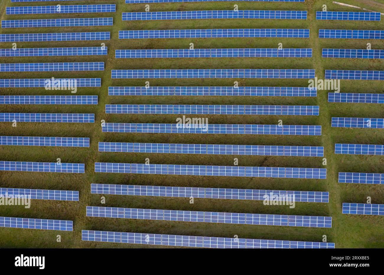 Solar panels aerial view. Solar energy modules, photovoltaic PV plant ...