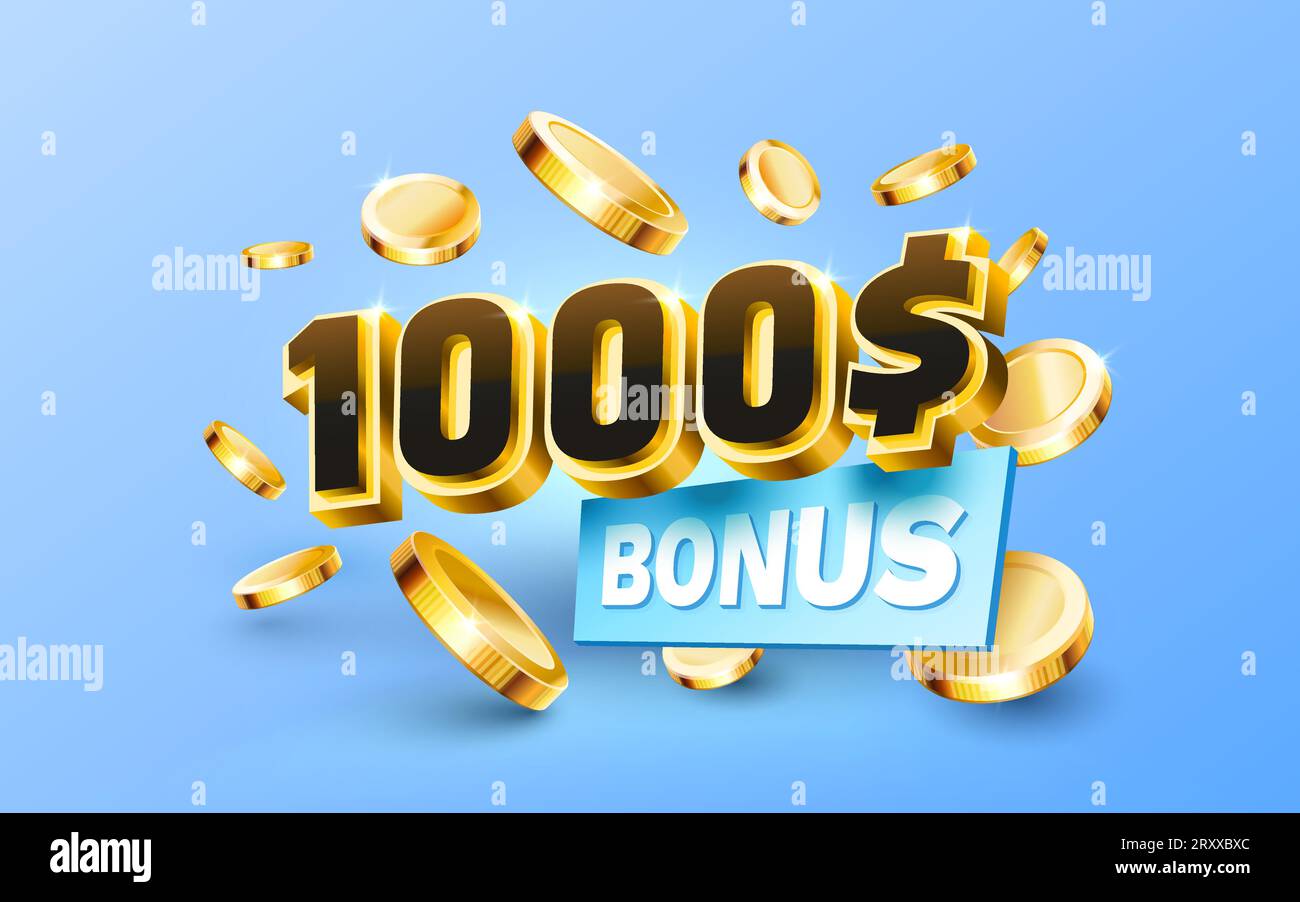 Bonus 1000 coupon special voucher, Check banner special offer. Vector ...
