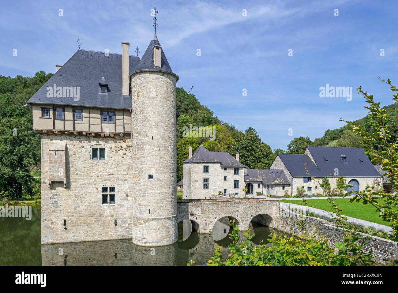 13th century Château des Carondelet, medieval moated donjon in the ...
