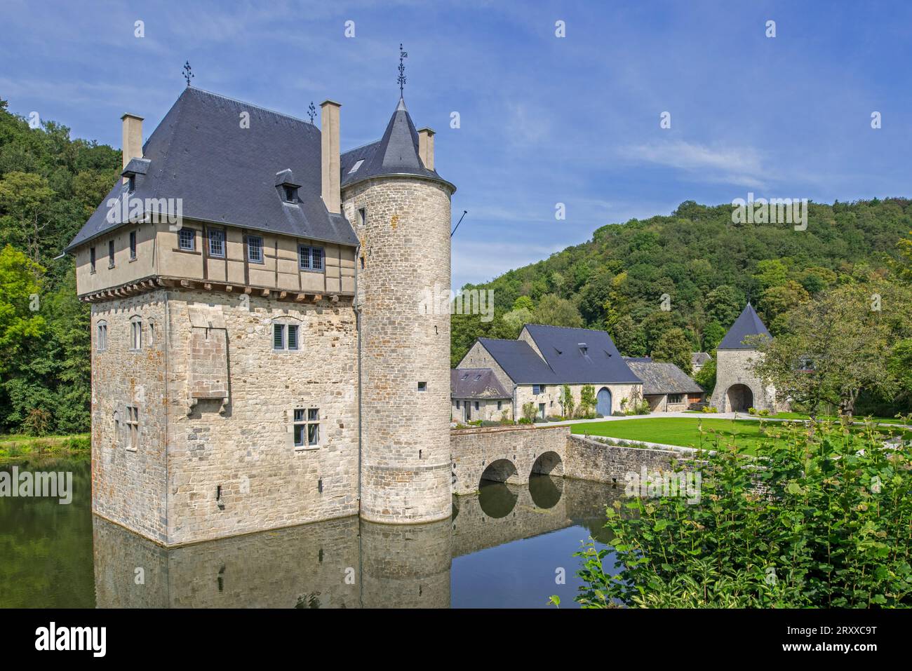 13th century Château des Carondelet, medieval moated donjon in the ...