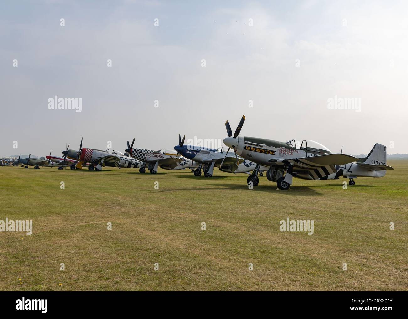 Three P-51D Mustang fighters at the 2023 Battle of Britain Air Show at ...