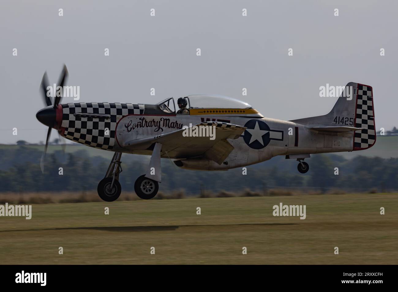 North American P-51D Mustang fighter aircraft at the 2023 Battle of Britain Air Show at IWM ...