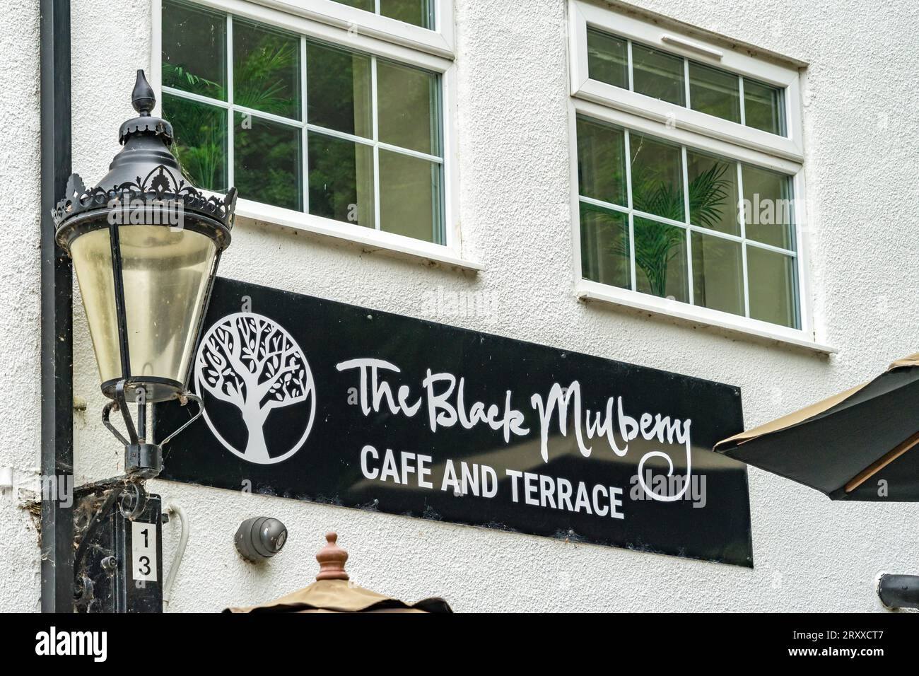The Black Mulberry Cafe and Terrace sign, Waterside, Knaresborough ...