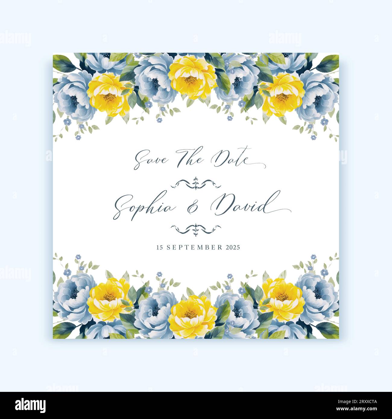 Wedding pastel floral square Save The Date card design with vintage ...