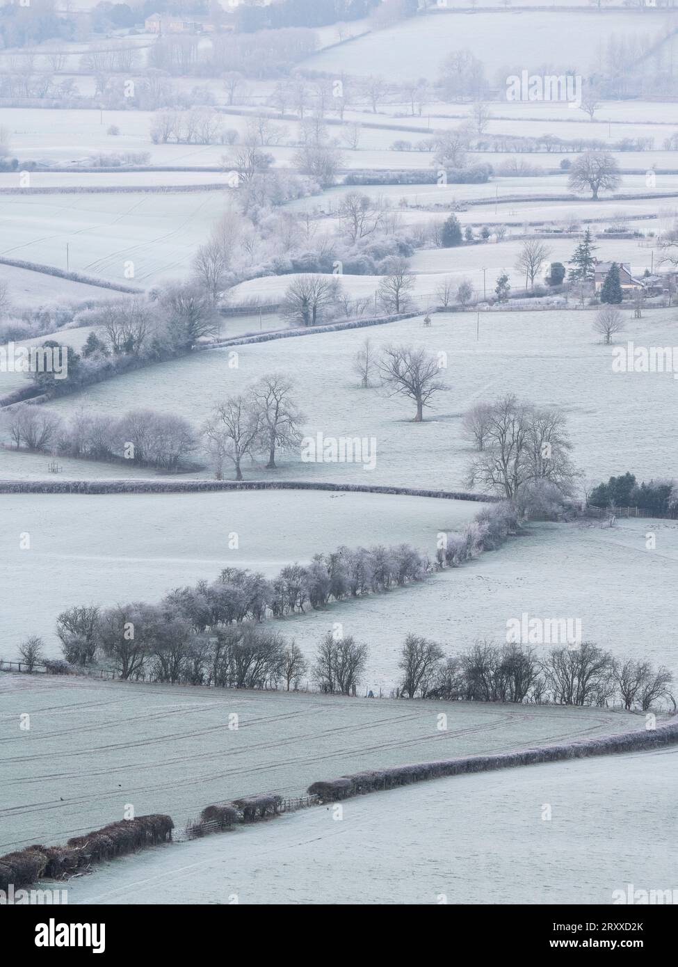 The Clun Valley viewed from the top of View Edge, Onibury, Shropshire ...