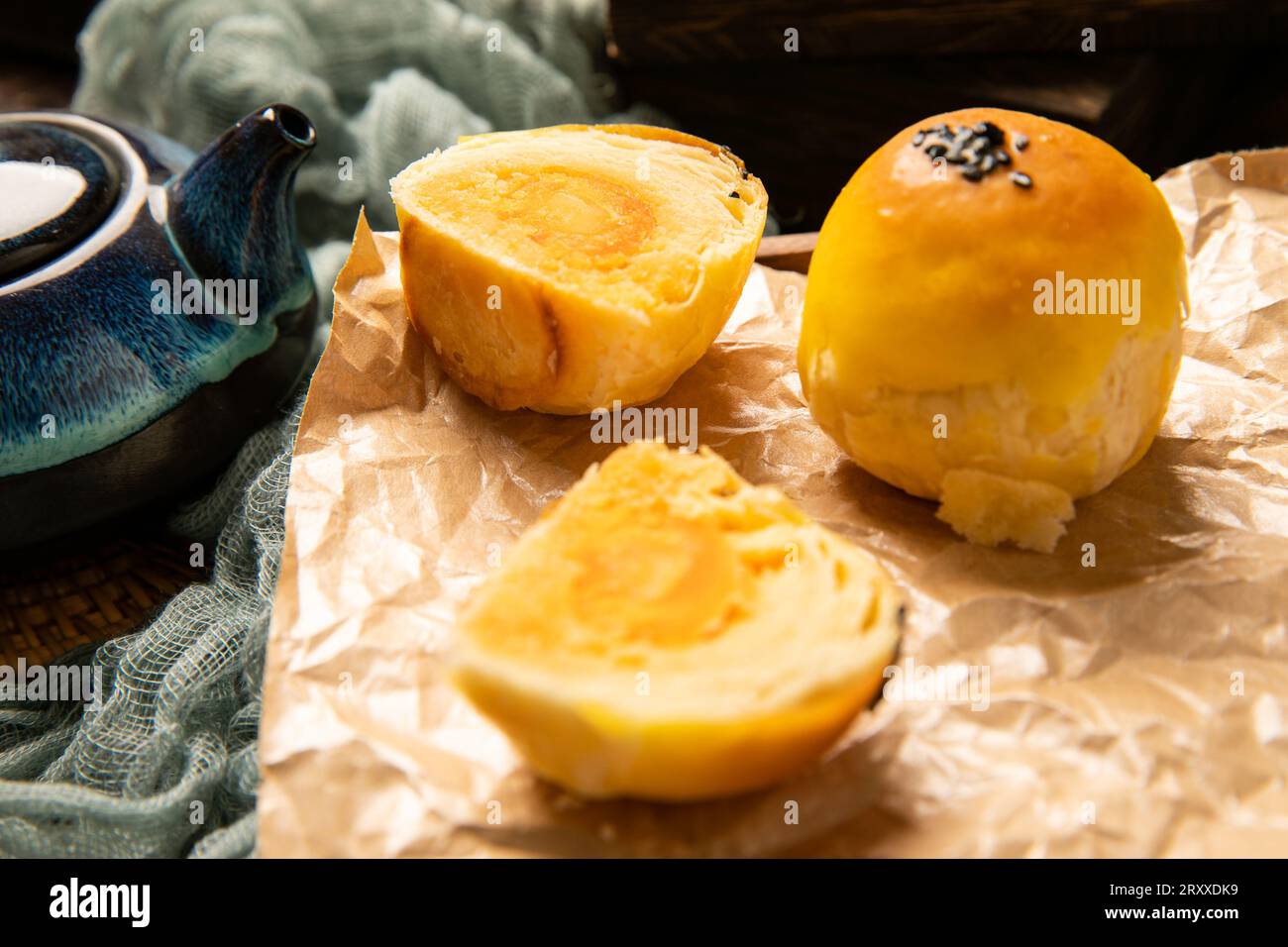 dim sum - Egg Yolk Puff Stock Photo - Alamy