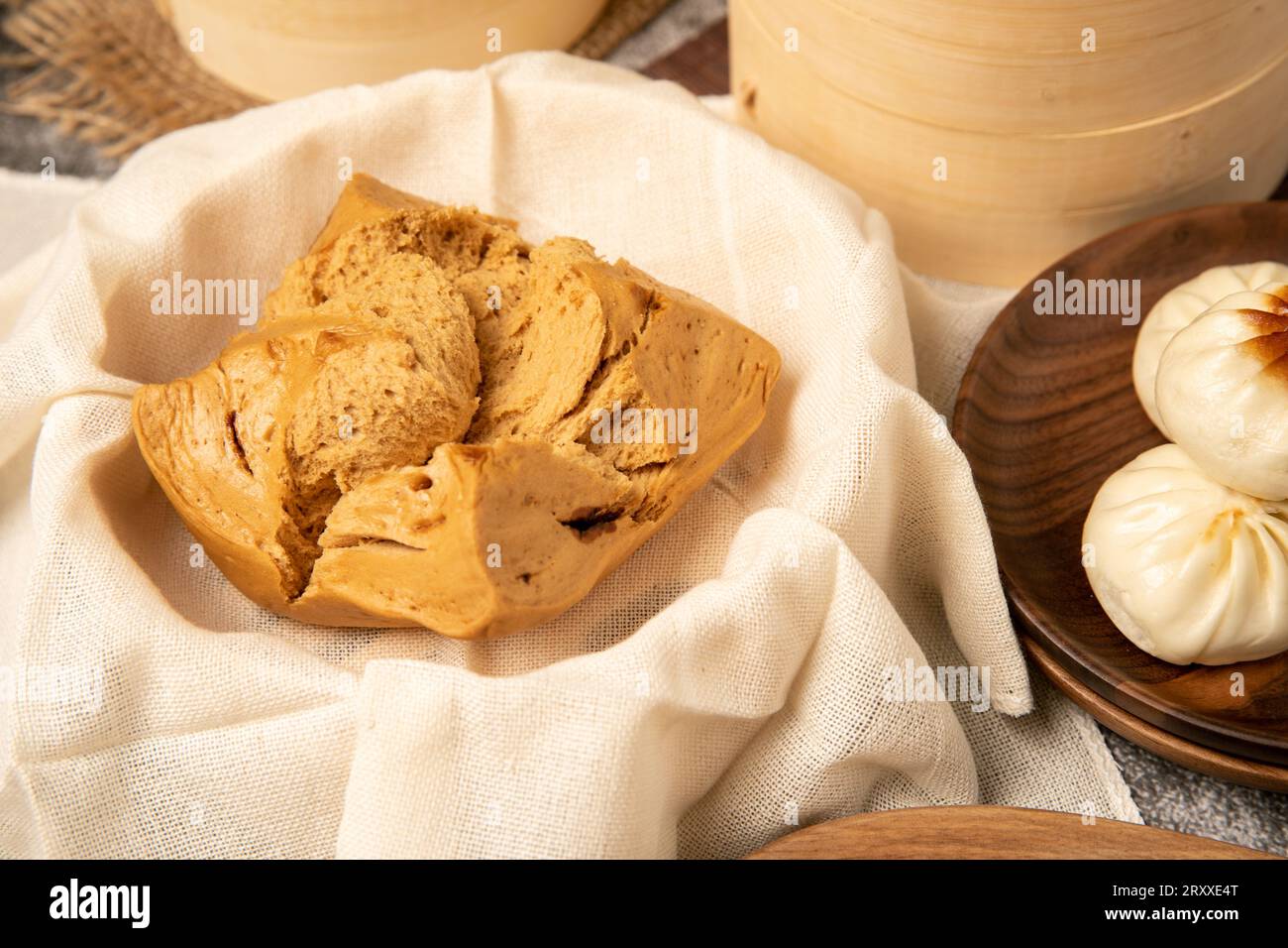 Brown Sugar Steamed Buns,chinese bun,bao zi Stock Photo - Alamy