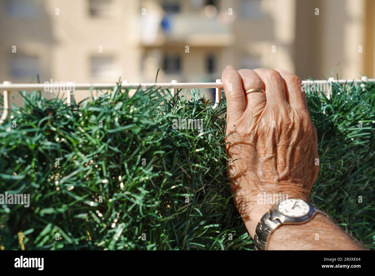 Old man leaning fence hi-res stock photography and images - Alamy