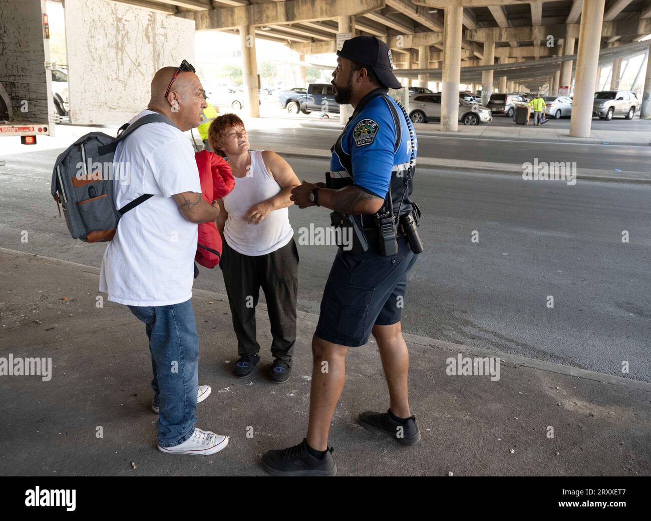 Austin Texas USA, August 31 2023: Texans experiencing homelessness on ...