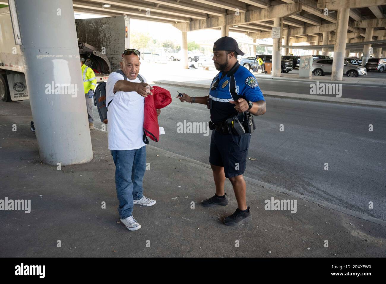 Austin Texas USA, August 31 2023: Man experiencing homelessness on the ...