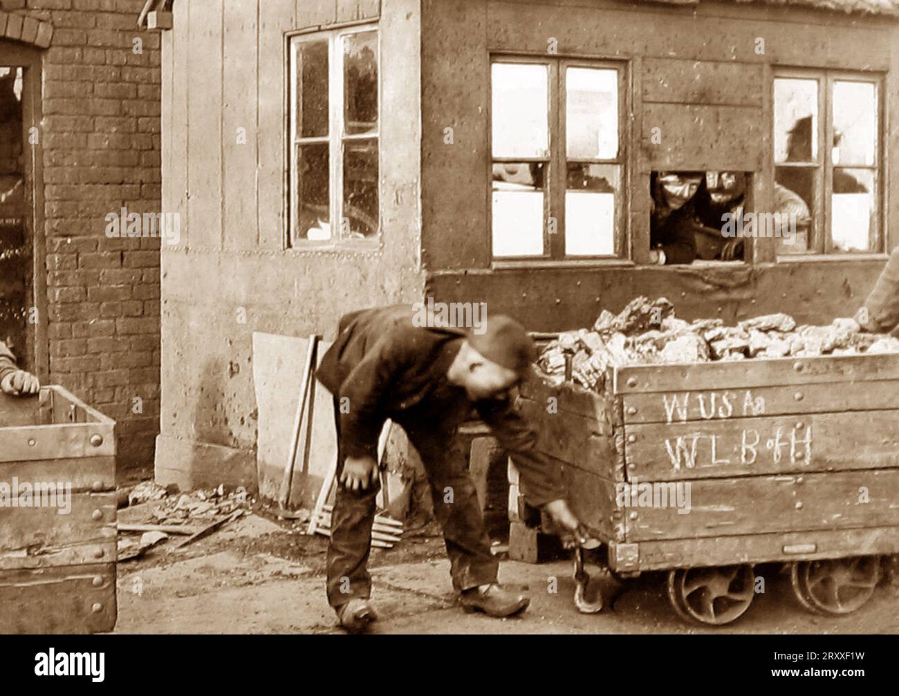 A tally boy at an English coal mine, Victorian period Stock Photo - Alamy