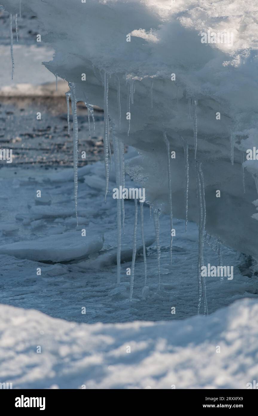Ice formations and icicles on the shores of the Gulf of Bothnia in Pori ...