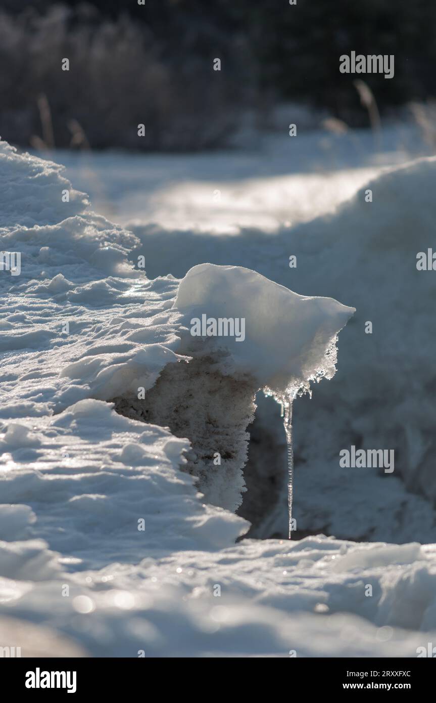 Ice formations and icicle on the shores of the Gulf of Bothnia in Pori ...