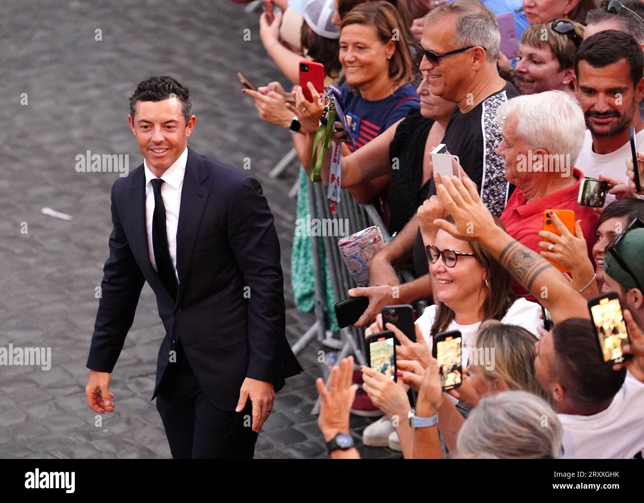 Europe's Rory McIlroy greets fans at the Spanish Steps of Rome, Italy ...