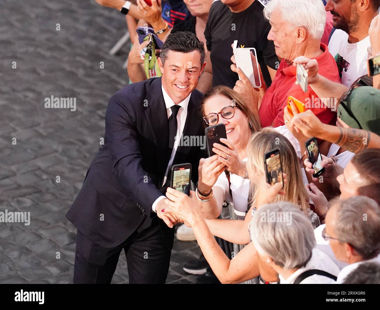 Europe's Rory McIlroy greets fans at the Spanish Steps of Rome, Italy ...