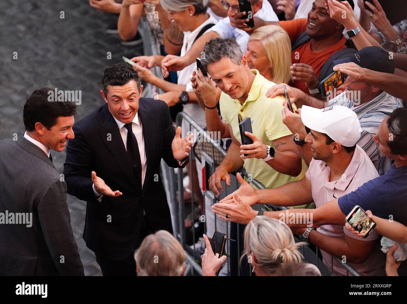 Europe's Rory McIlroy greets fans at the Spanish Steps of Rome, Italy ...