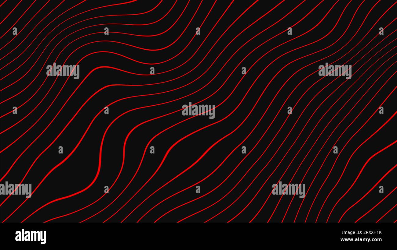 Red wavy lines abstract minimal elegant dark motion background ...