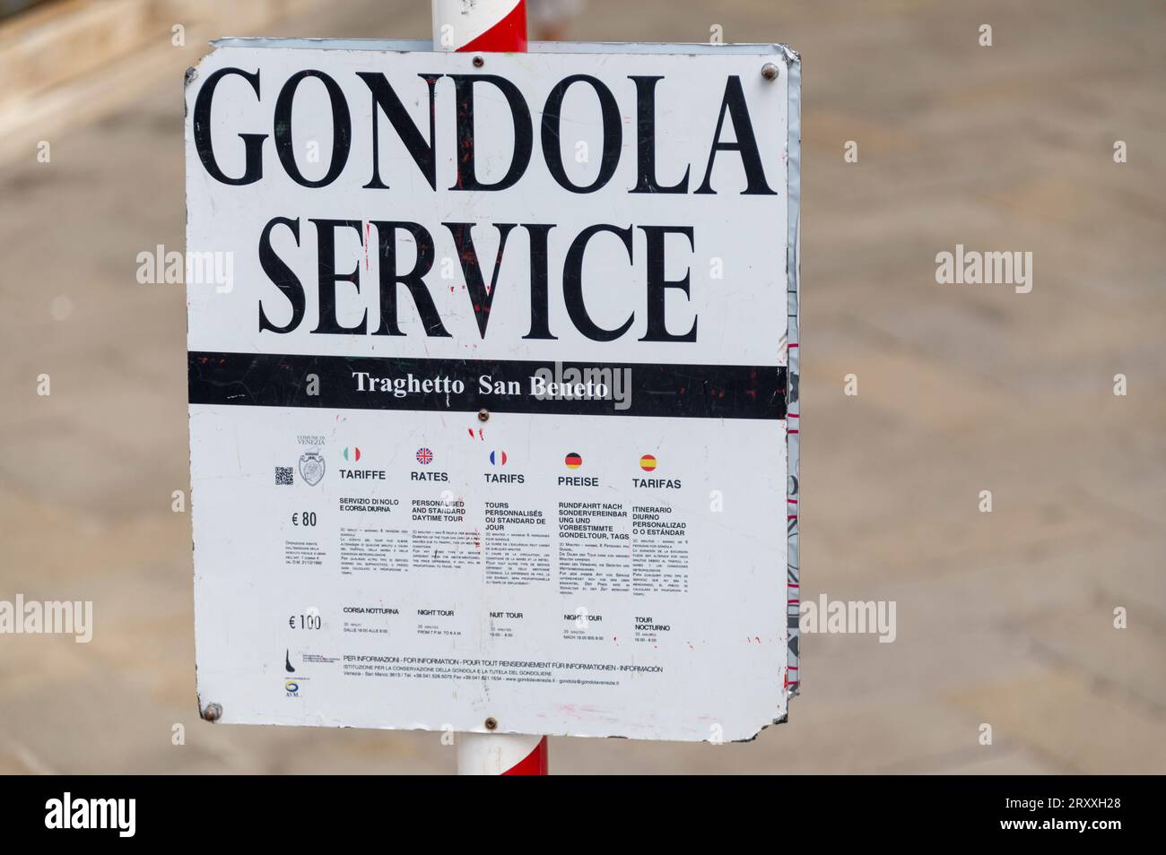 A Gondola Service station board showing fares at one of the official ...