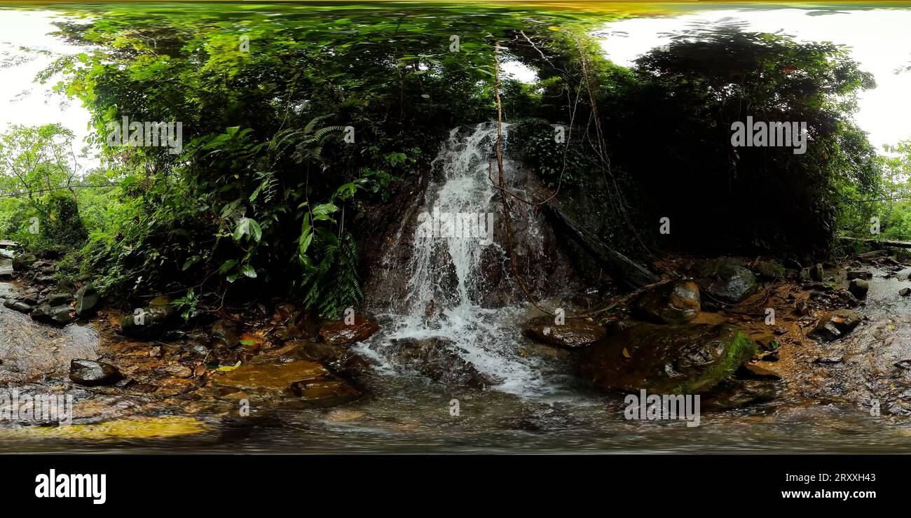 Waterfall in the jungle. Bukit Lawang. Sumatra, Indonesia. VR 360 Stock ...