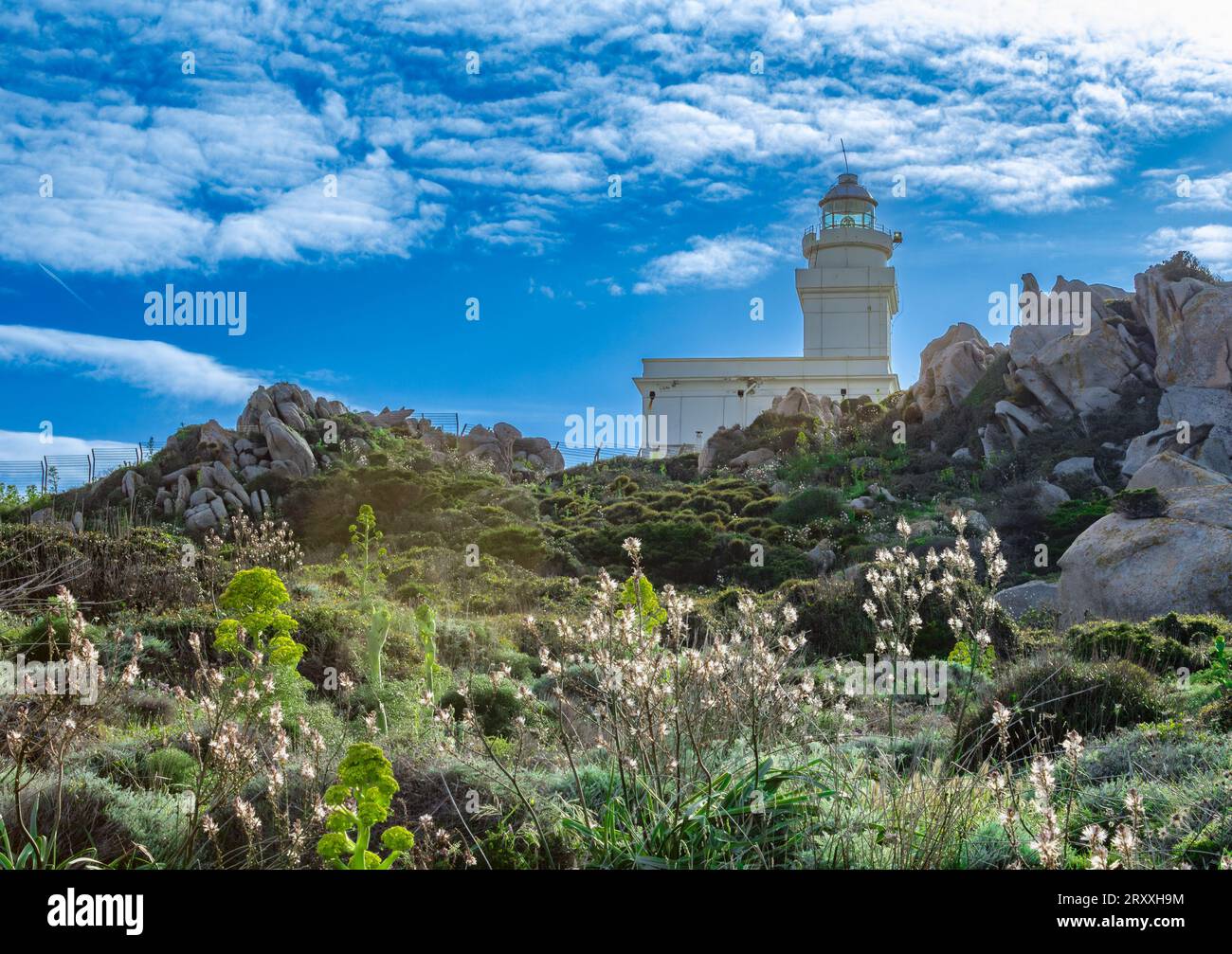 Lighthouse of Capo Testa - Faro di Capo Testa at Sardinia. beautiful ...