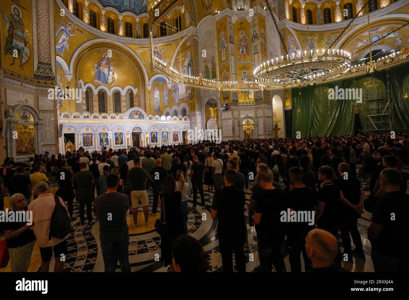 Red Star soccer fans attend the liturgy for the three killed Serbs, in ...