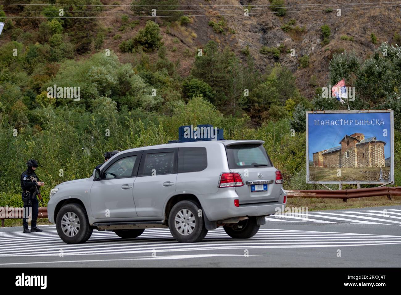 Near Banjska village in Mitrovica, Kosovo, on Monday, Sept 25, 2023 ...