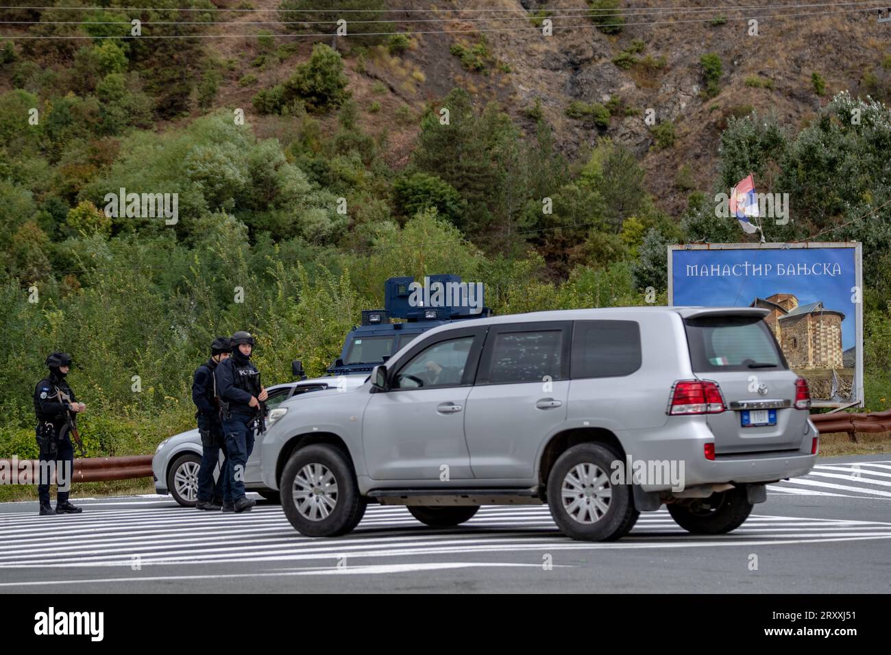 Near Banjska village in Mitrovica, Kosovo, on Monday, Sept 25, 2023 ...